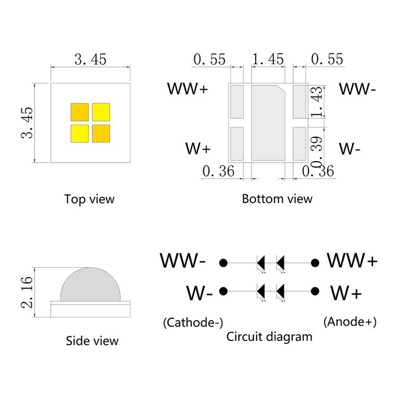 New 3535 two-color temperature lamp bead high-light white warm white ...