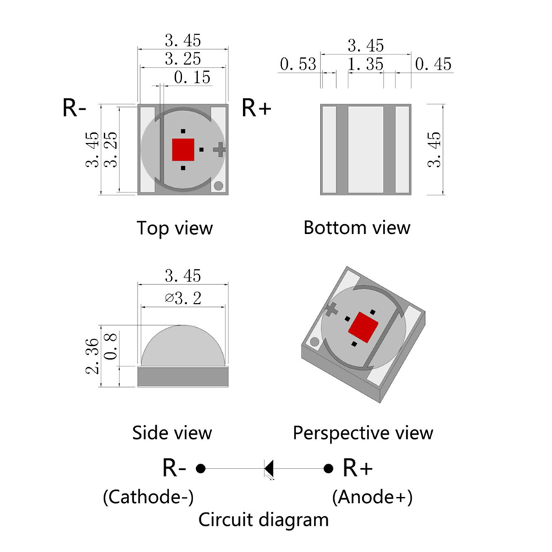 Red Color LED 1-3w 620-630nm 3W High Power LED Price Red LED Diode from ...